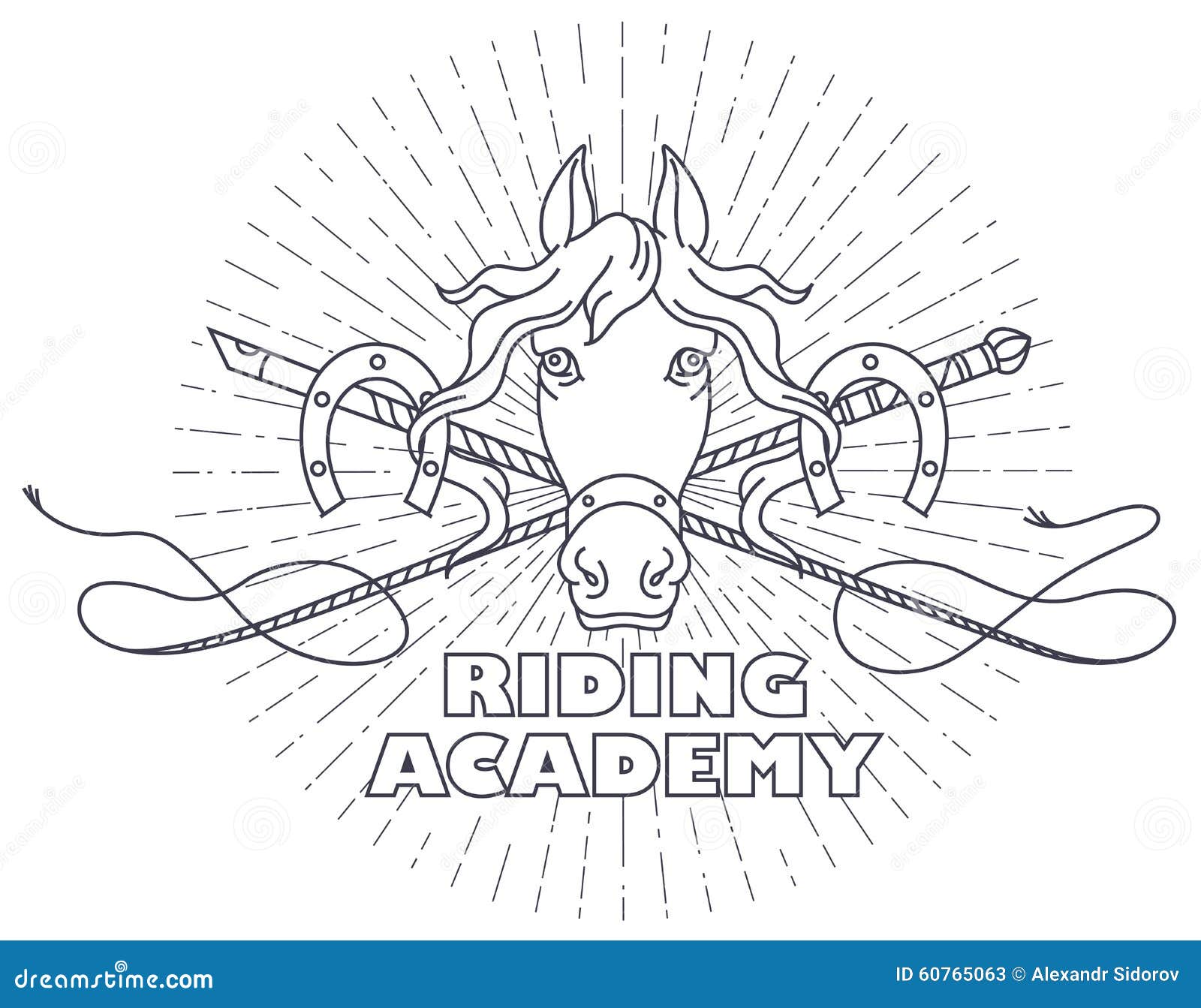Vector Illustration. Line Graphic. Riding Academy Template. Stock ...