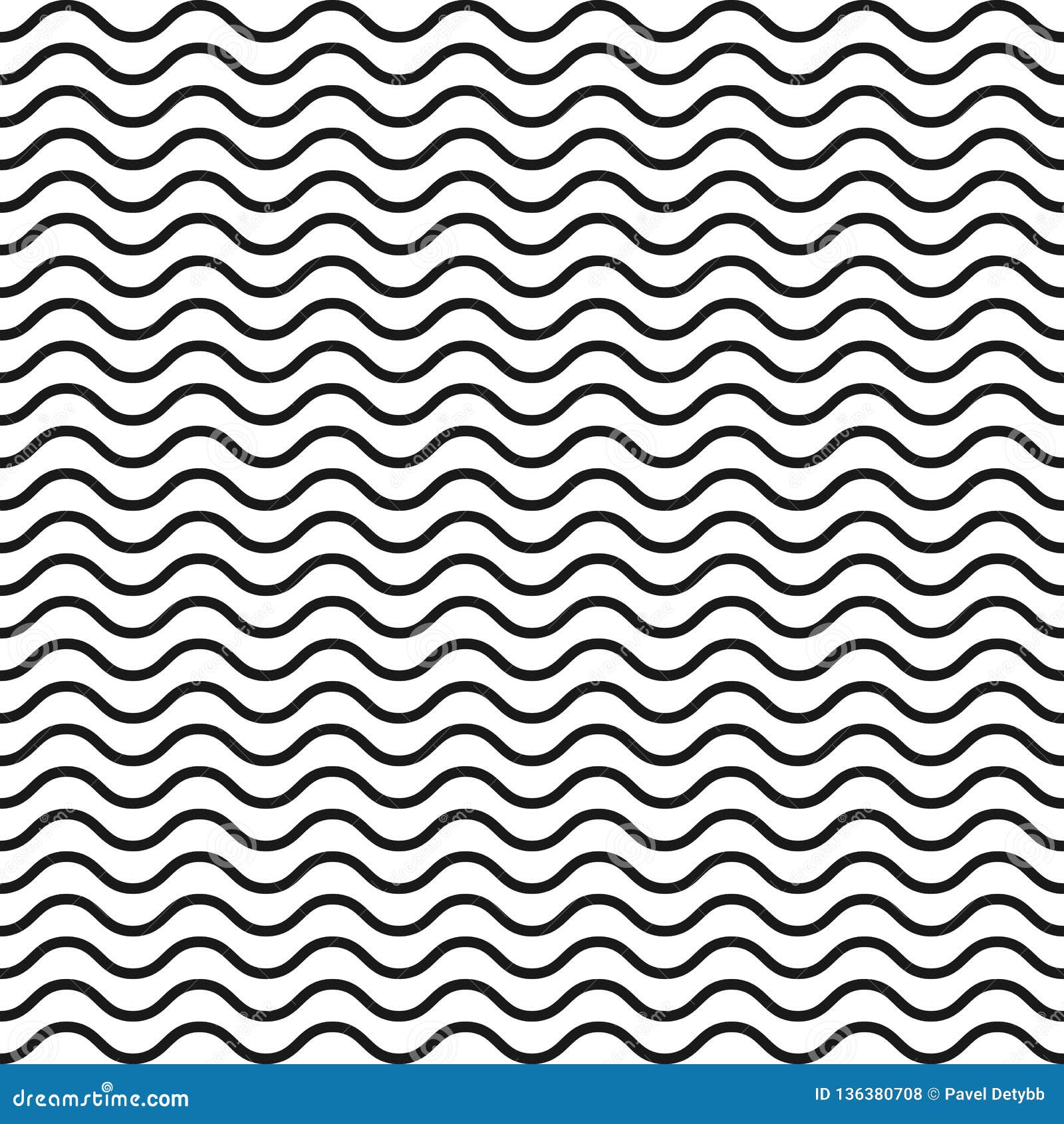 Wavy Line Seamless Pattern. Black-white. Vector Illustration Stock ...