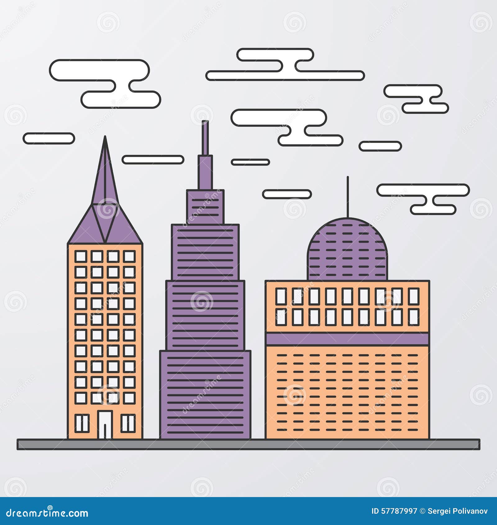 Vector Illustration of a Linear Design City Stock Vector - Illustration ...