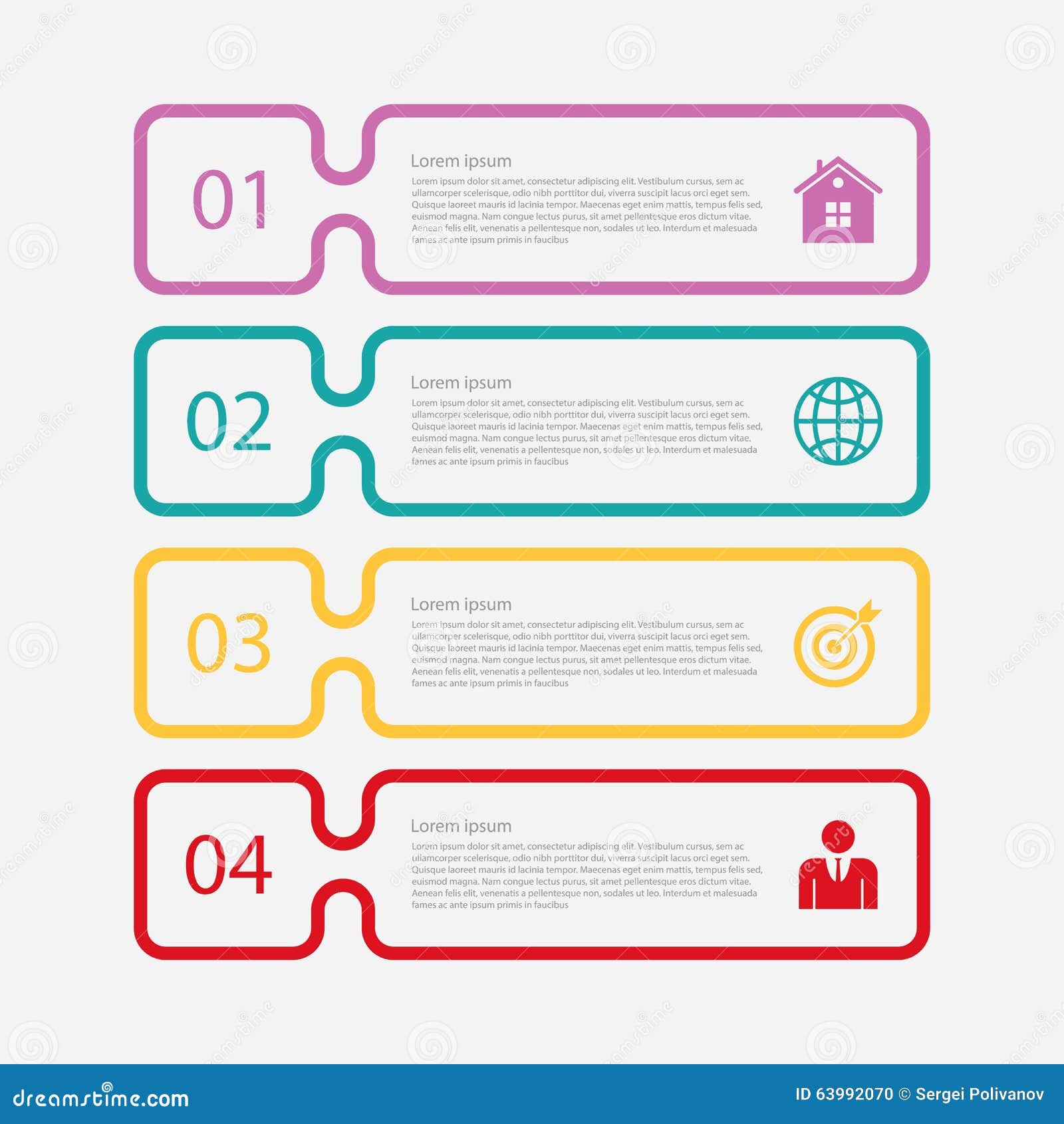 Vector Illustration of a Linear Infographics 4 Options. Stock Vector ...