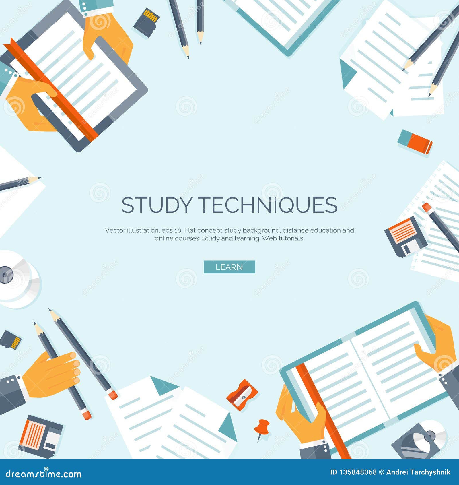 Vector Illustration, Lined. Flat Backgrounds Set. Distance Education ...