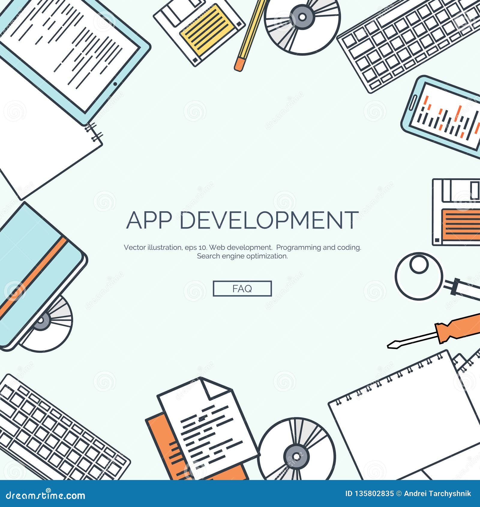 Vector Illustration Lined Flat Computing Background Programming Coding Web Development And