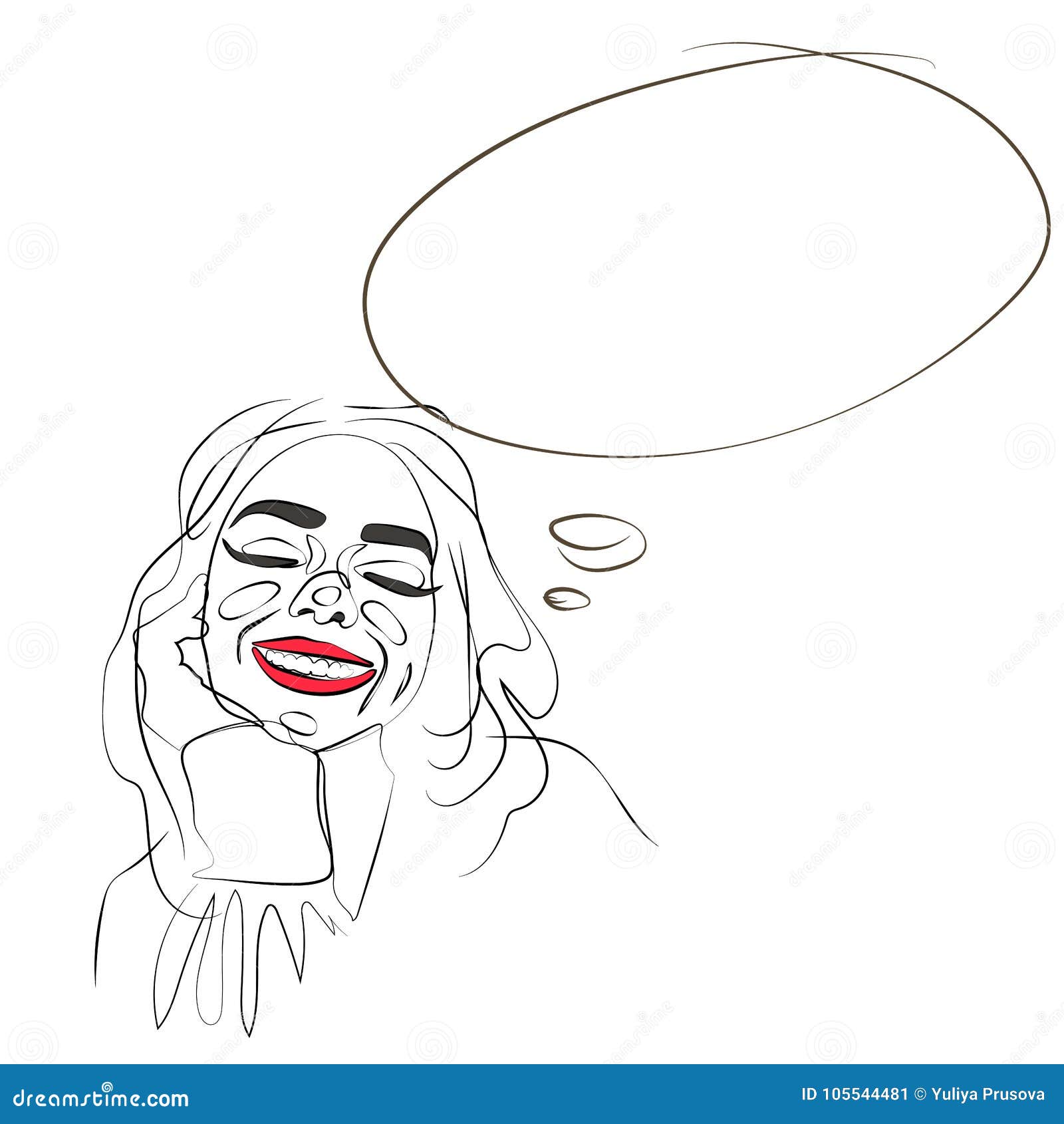 Vector Illustration of Lines of Thought of a Beautiful Girl Stock ...