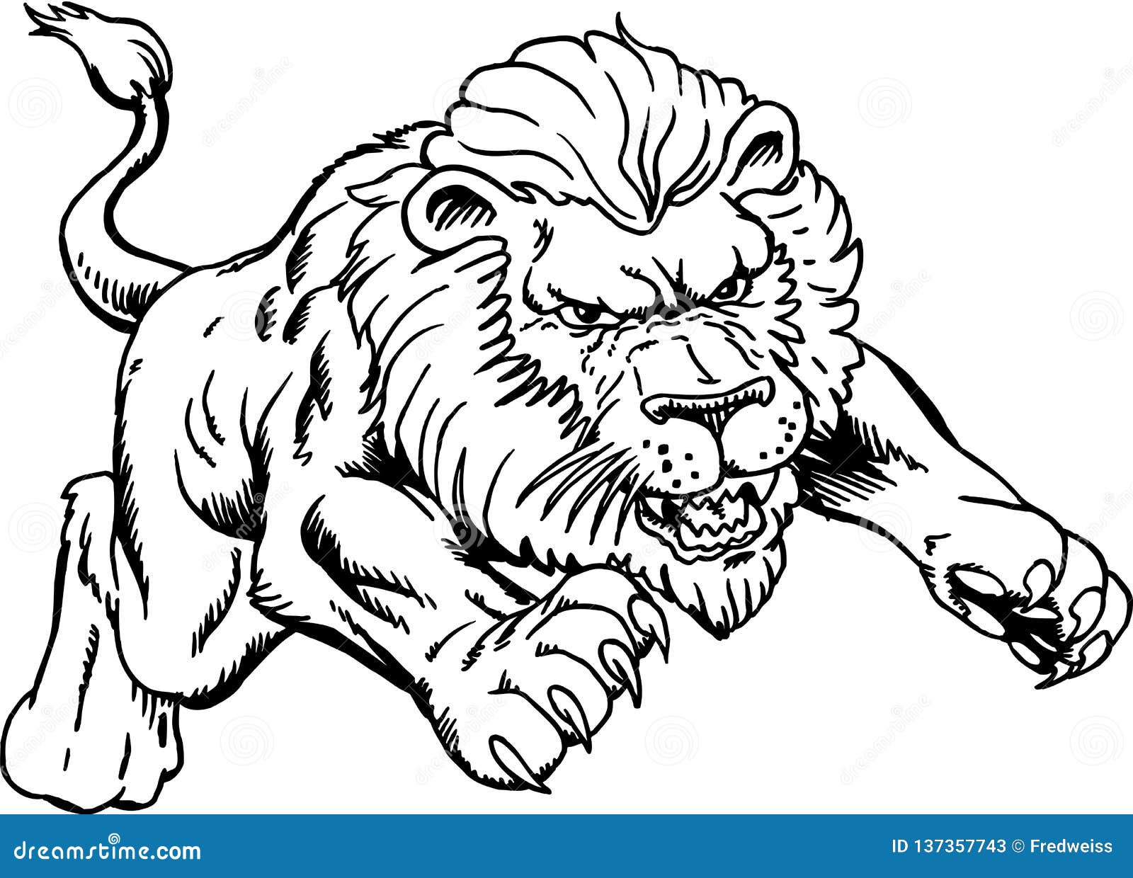 Lion Attacking Cartoon Vector | CartoonDealer.com #3453401