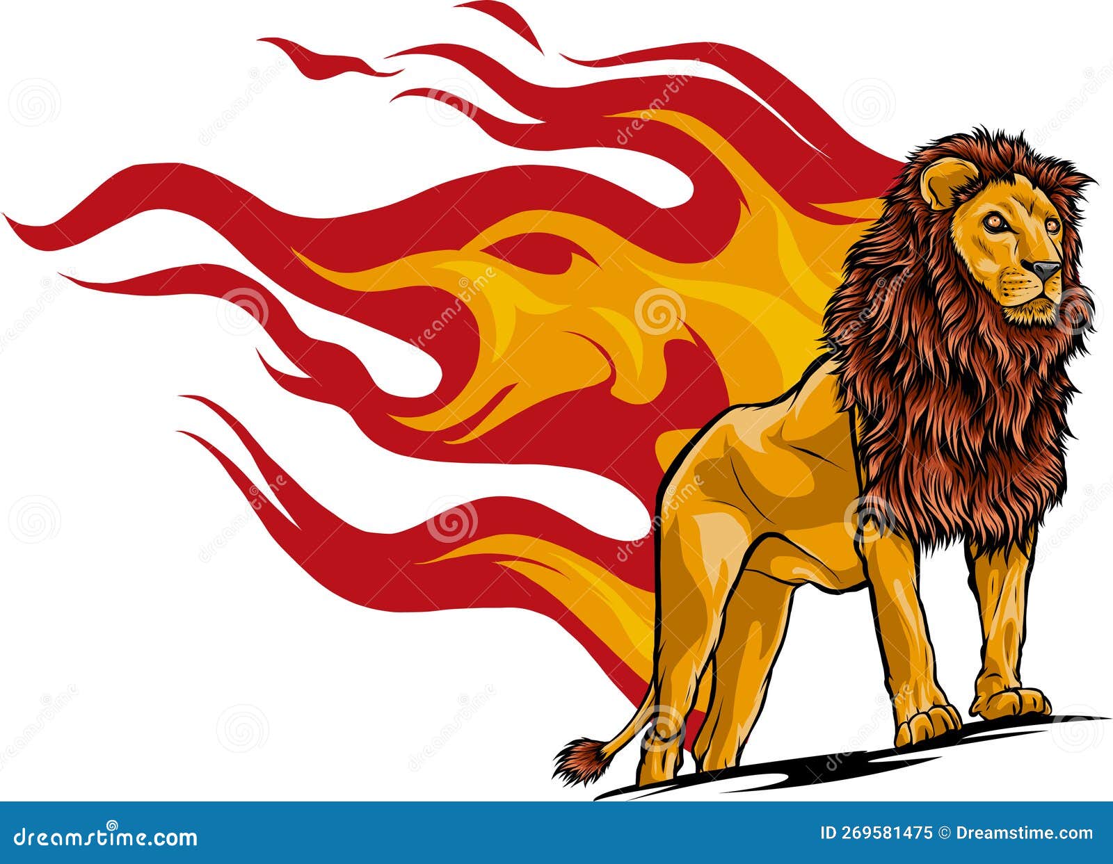 Vector Illustration of Lion Flame Trail Design Stock Vector ...