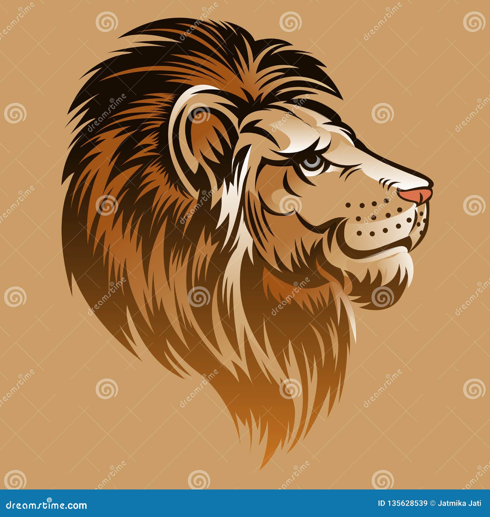 Lion head symbol stock vector. Illustration of danger - 135628539