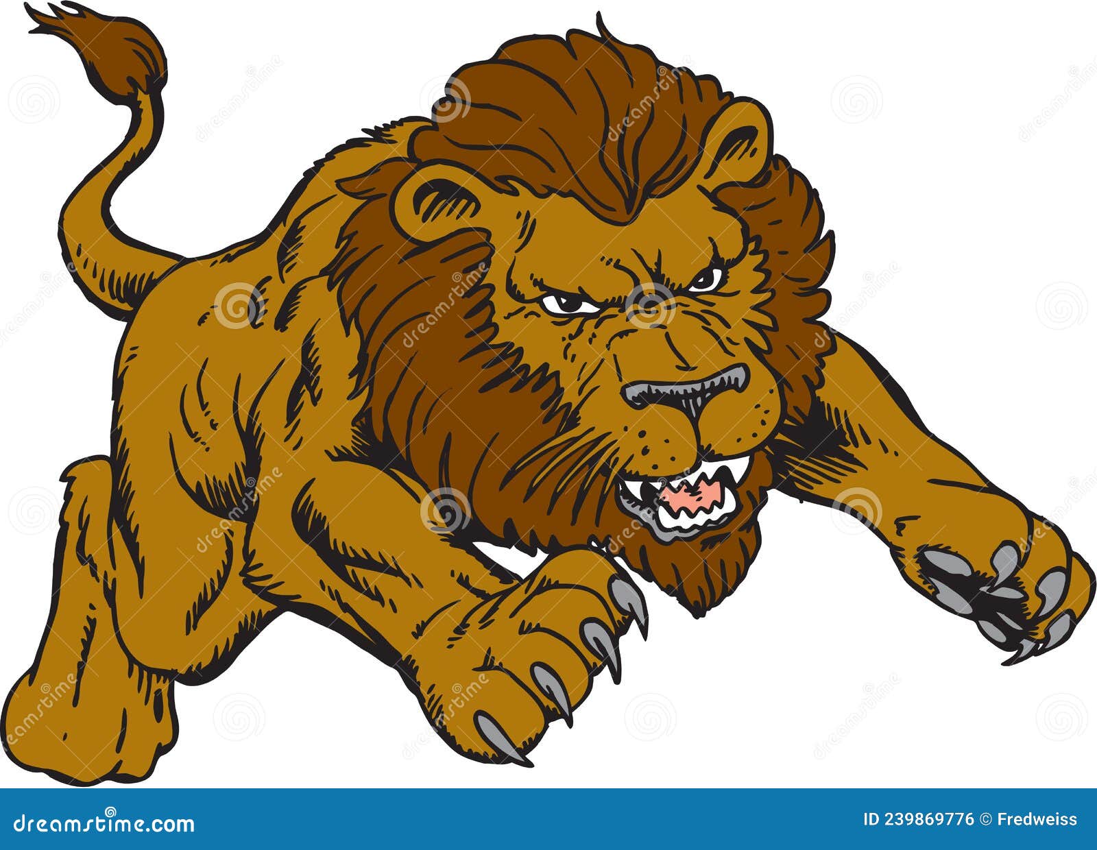 Lion Attack Vector Illustration Stock Vector - Illustration of lion ...