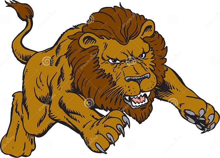 Lion Attack Vector Illustration Stock Vector - Illustration of lion ...