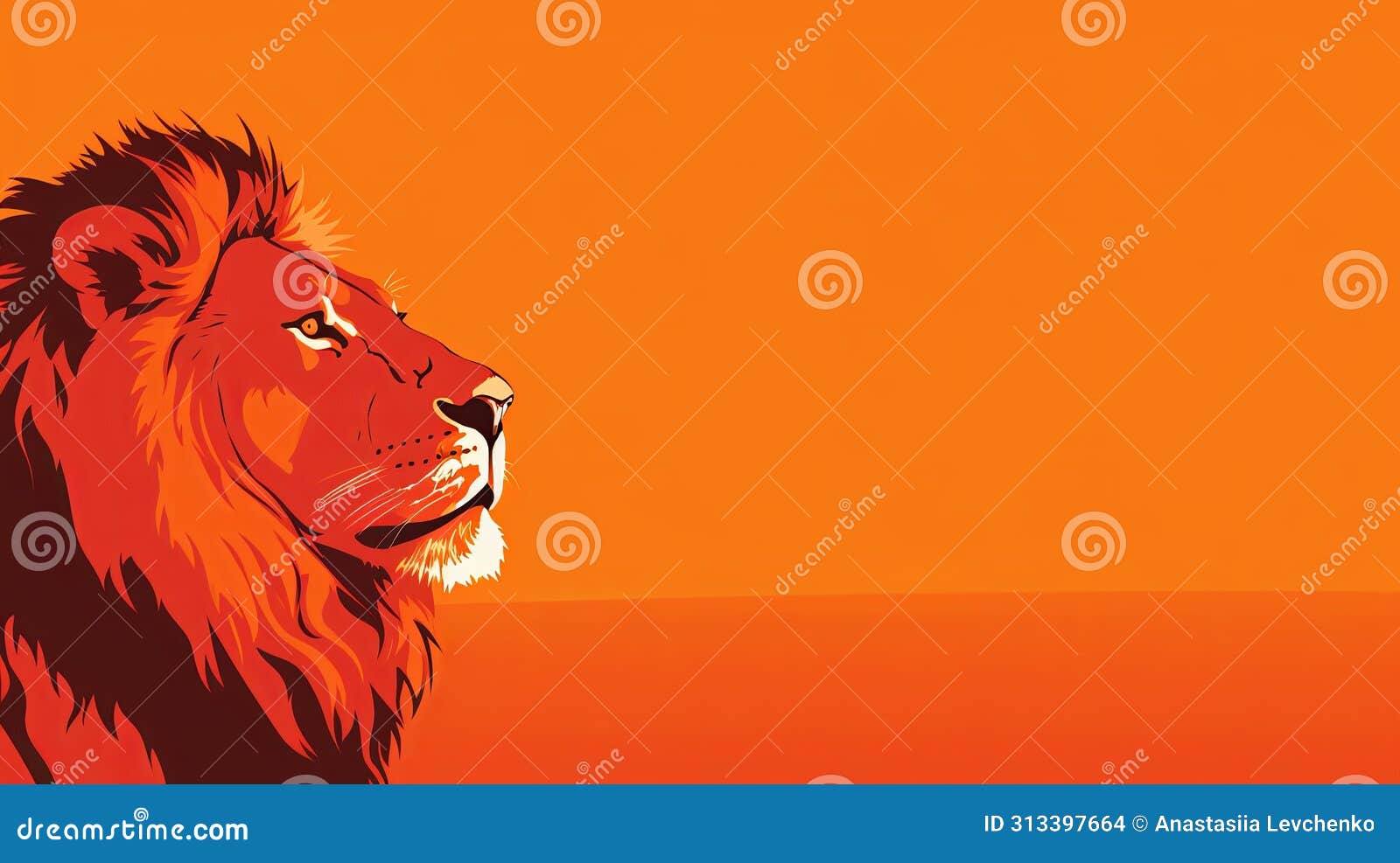 Vector Illustration of a Lion on an Orange Background Stock ...