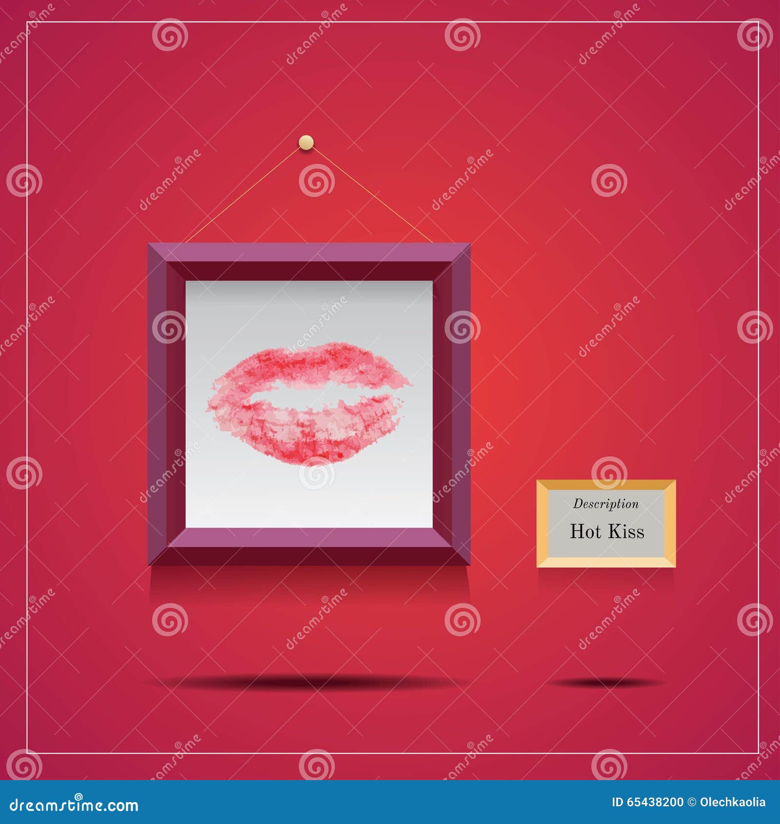 Vector Illustration of Lipstic Kiss in Square Frame Stock Vector ...