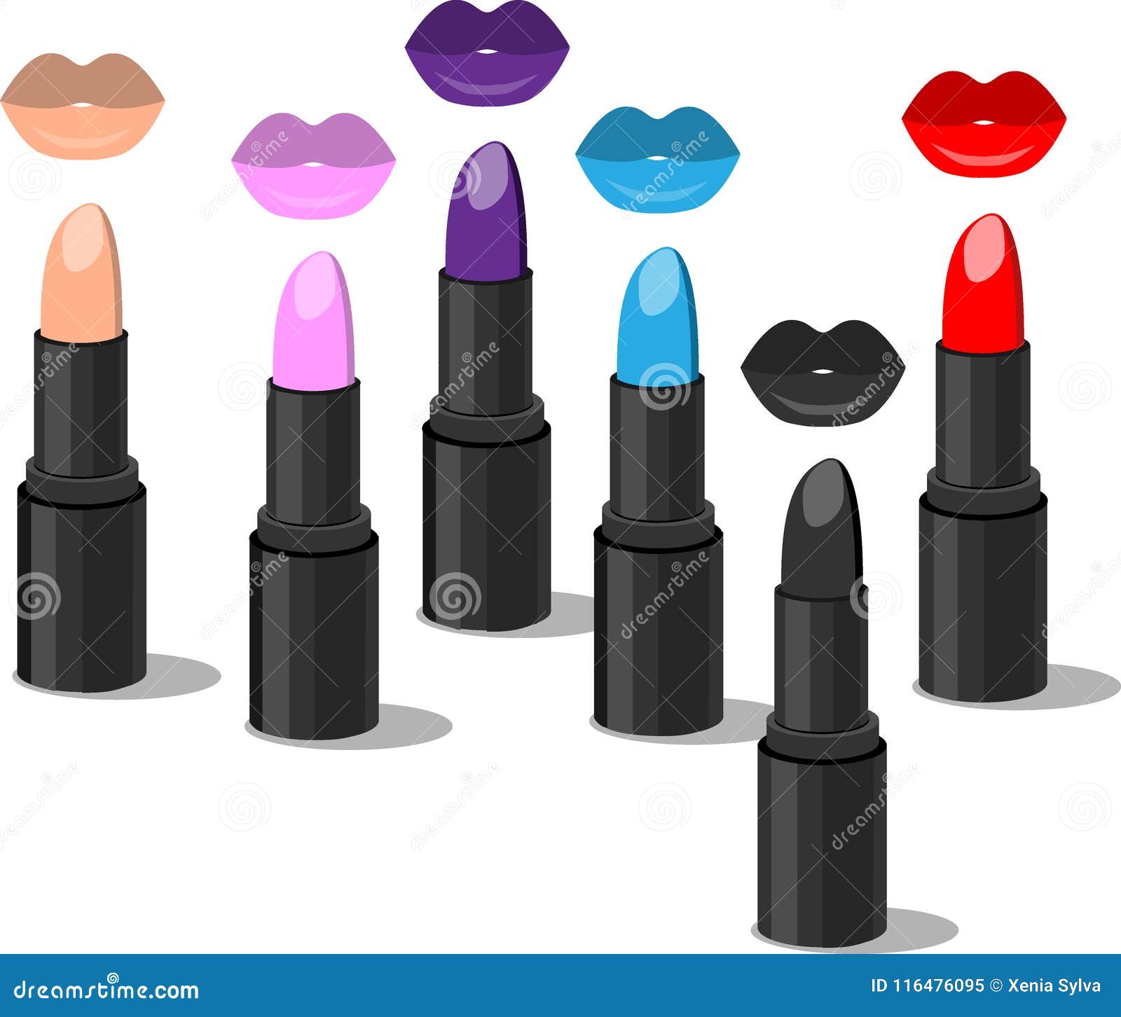 Vector Illustration of Lipstick and Lip Prints. Stock Vector ...