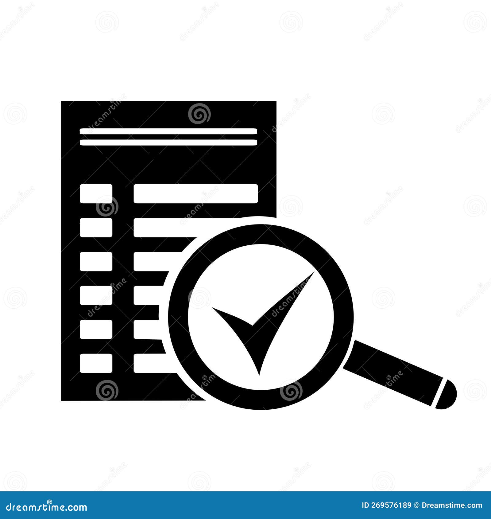 Vector Illustration, List Icon, Magnifying Glasses and Check Marks ...