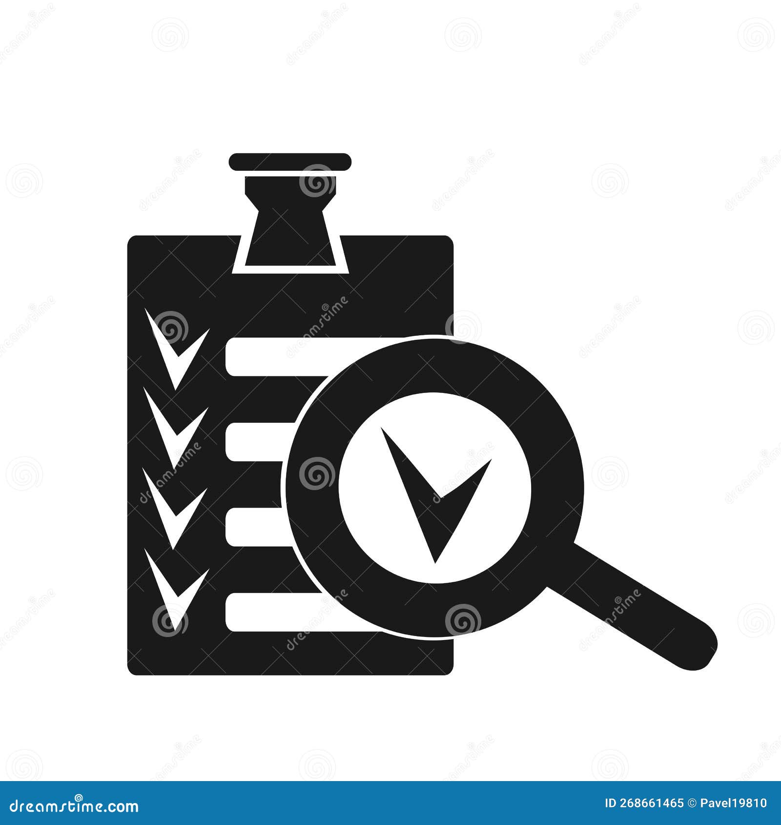 Vector Illustration, List Icon, Magnifying Glasses and Check Marks ...