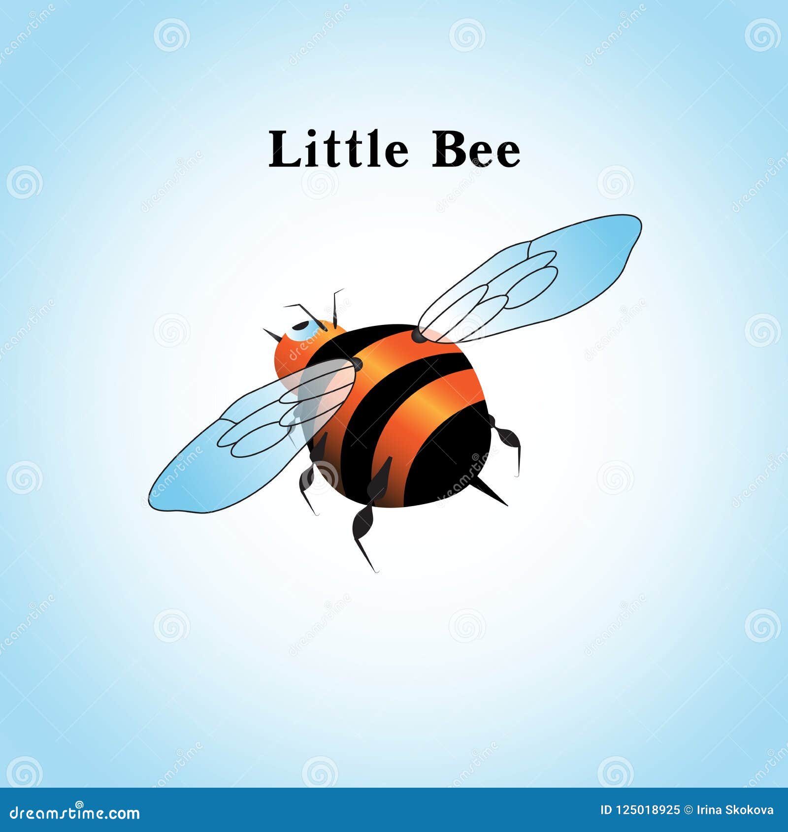 Vector Illustration of a Little Bee Flying in the Sky Stock ...