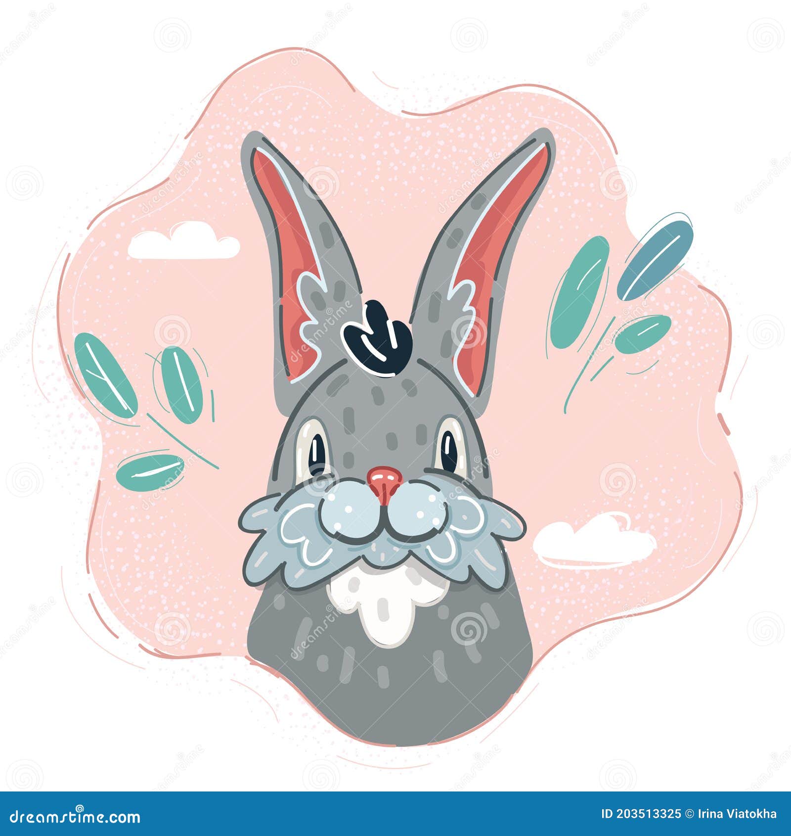 Vector Illustration of Little Rabbit Face. Stock Vector - Illustration ...