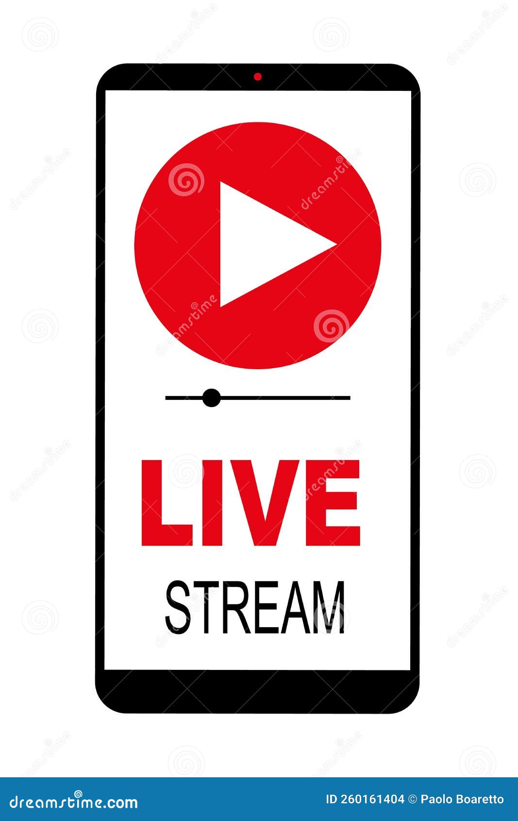 Vector Illustration Live Stream Concept with Play Button on Smartphone ...