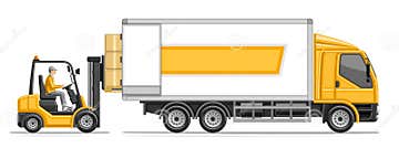 Vector Illustration of Loading Truck Stock Vector - Illustration of ...