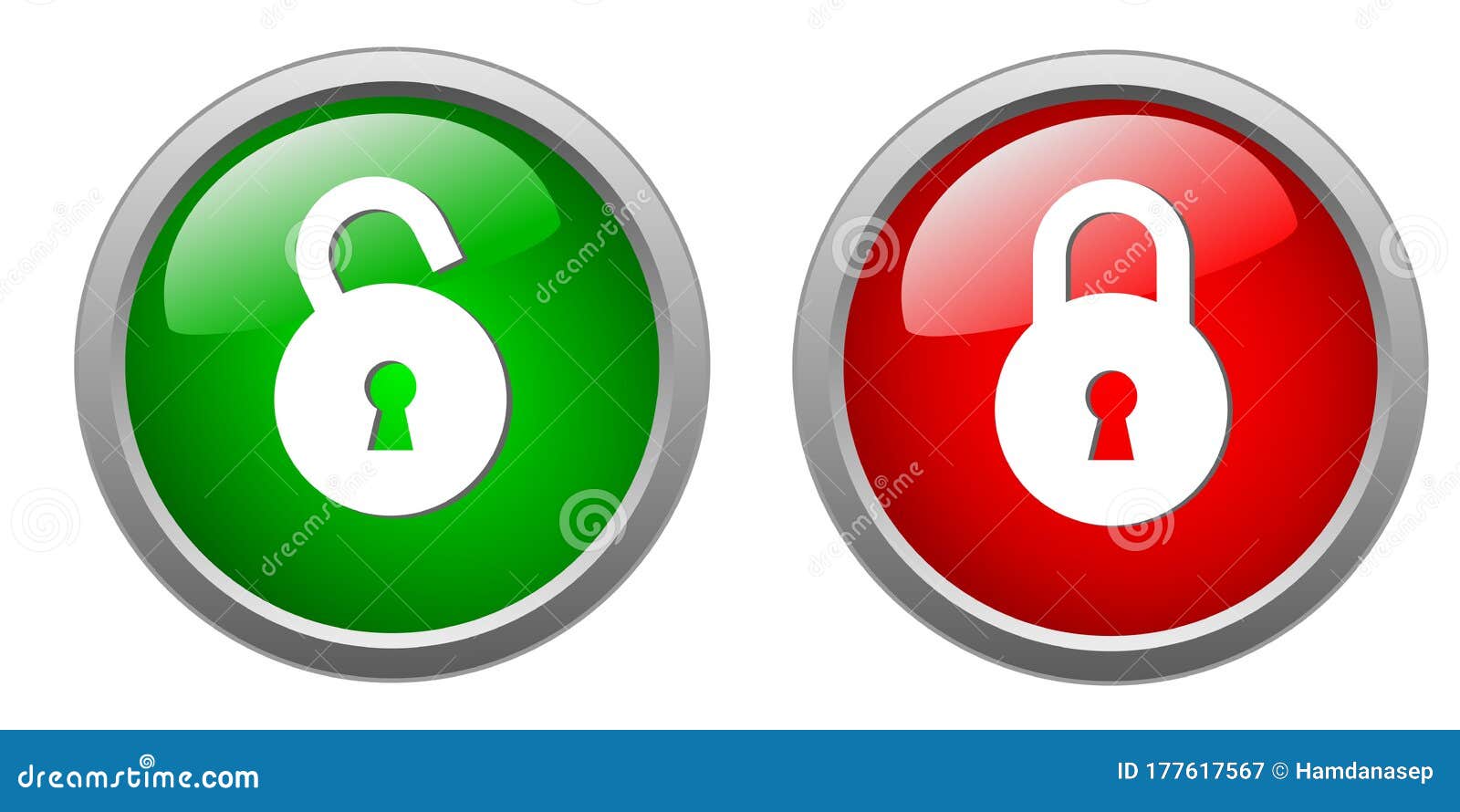 Vector Illustration of Lock Unlock Button with Glossy Style Stock ...