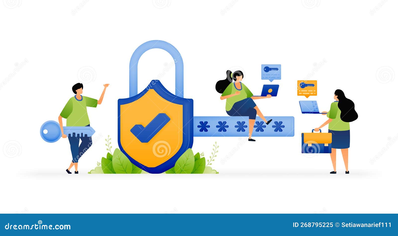 Vector Illustration Of Locking Down Security. Ultimate Defense On ...