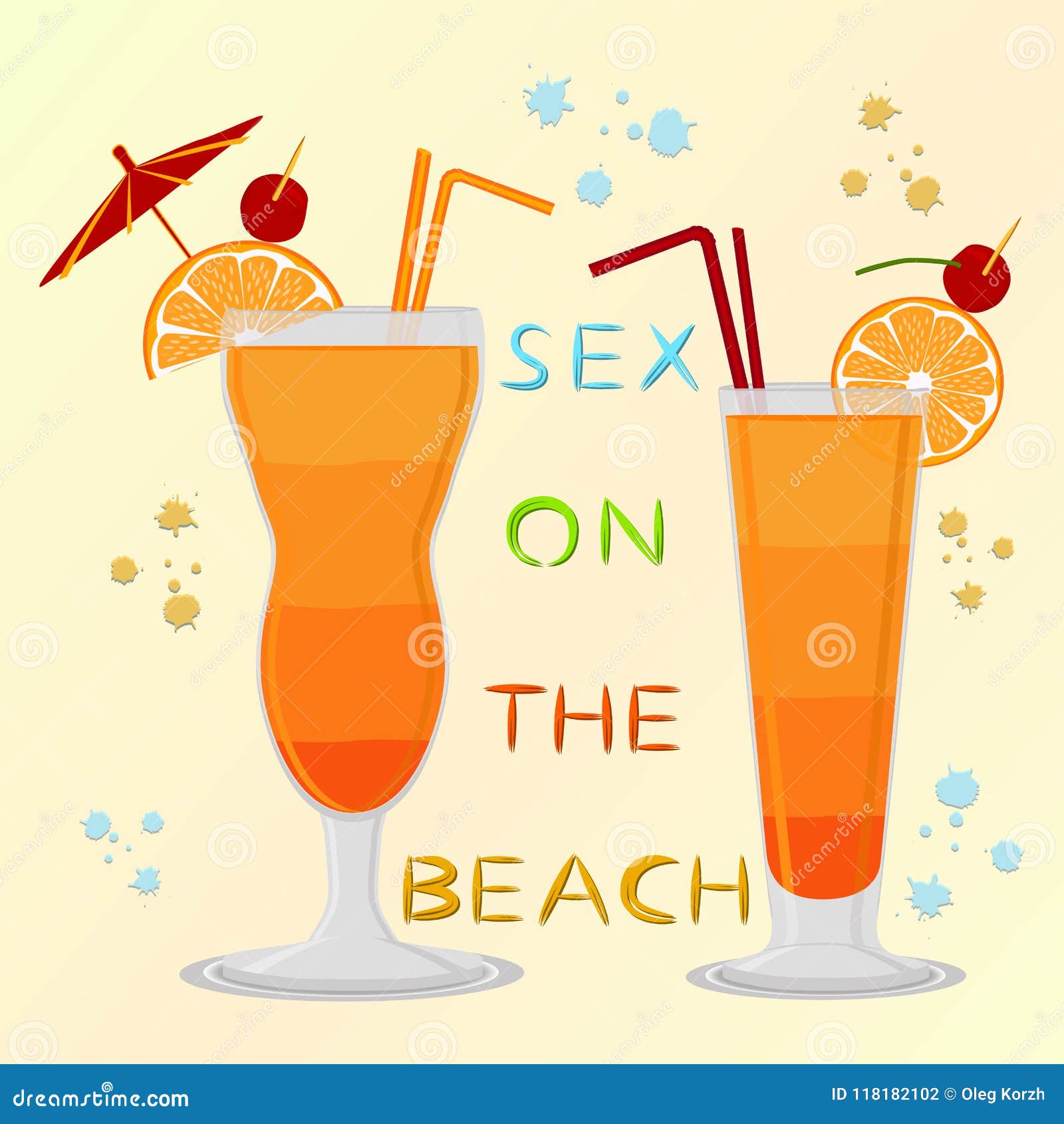 Vector Illustration Logo For Alcohol Cocktails Sex On The Beach Stock