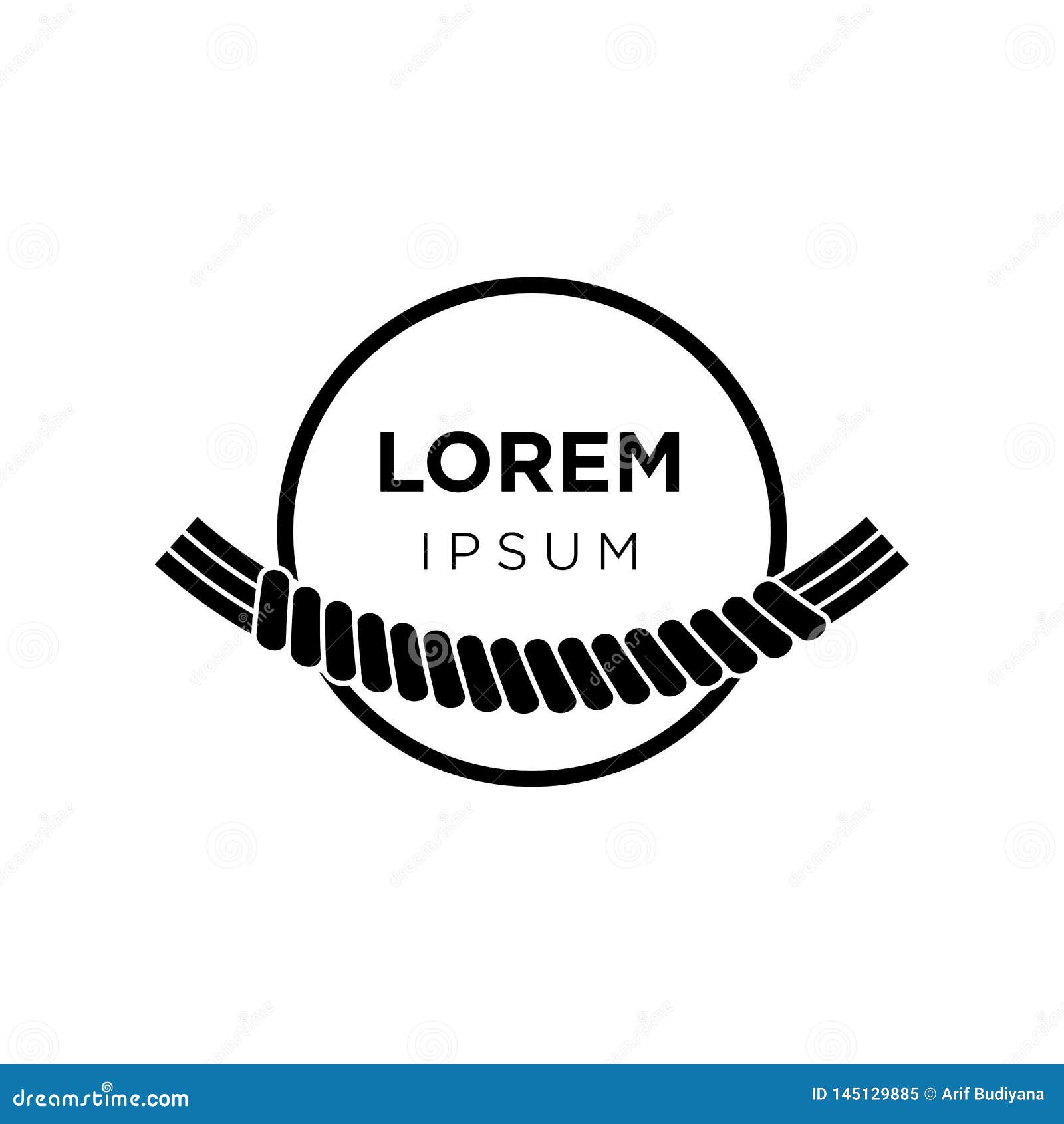 Vector Illustration Logo Badge 3 Ropes String Black Silhouette in Flat ...