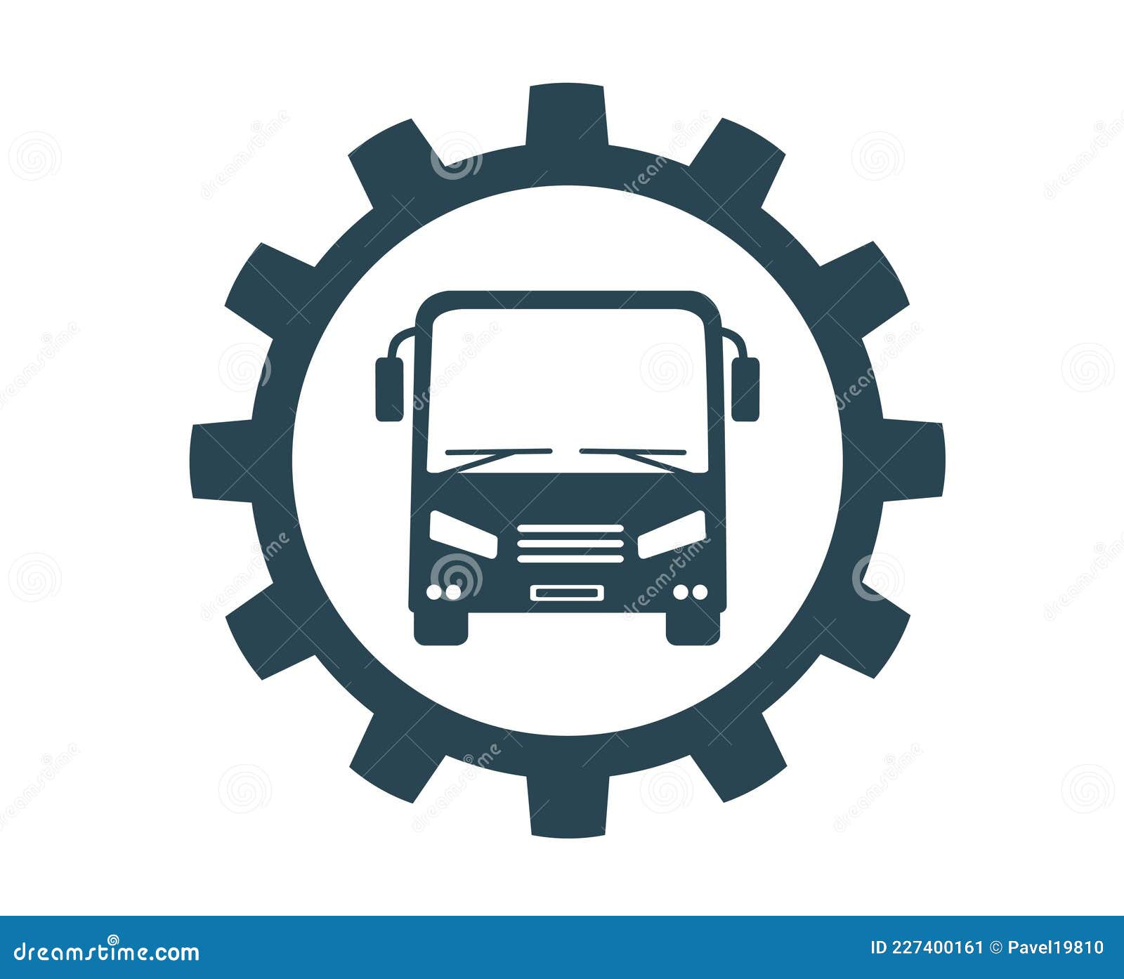 Vector Illustration of the Logo, Bus Icon and Gear Wheel. Stock Vector ...