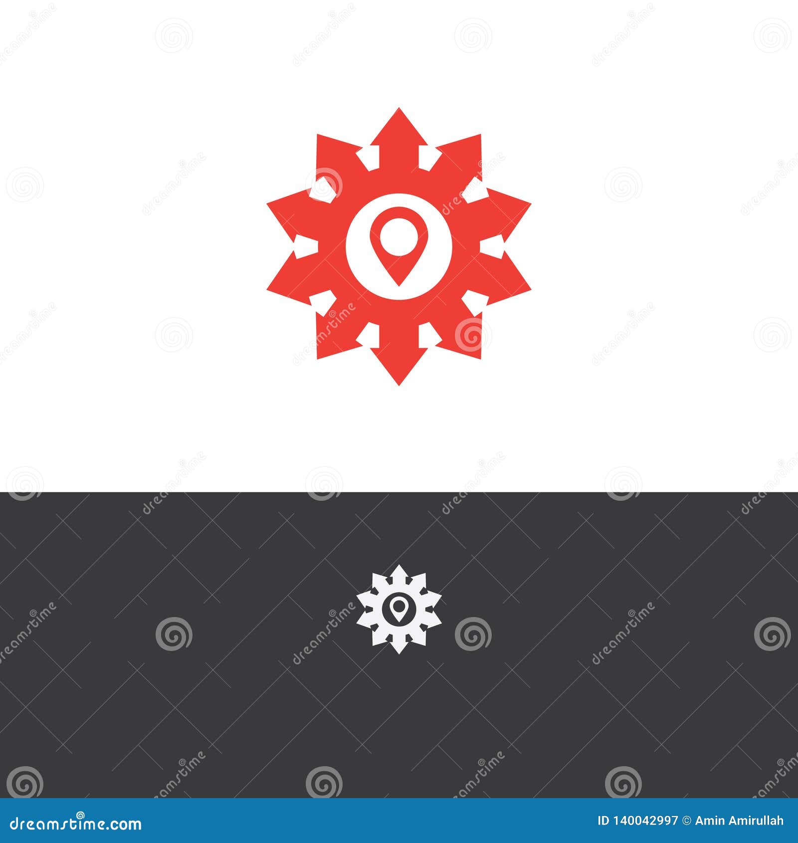 Vector Illustration Logo Design with Arrow and Location Icon Stock ...