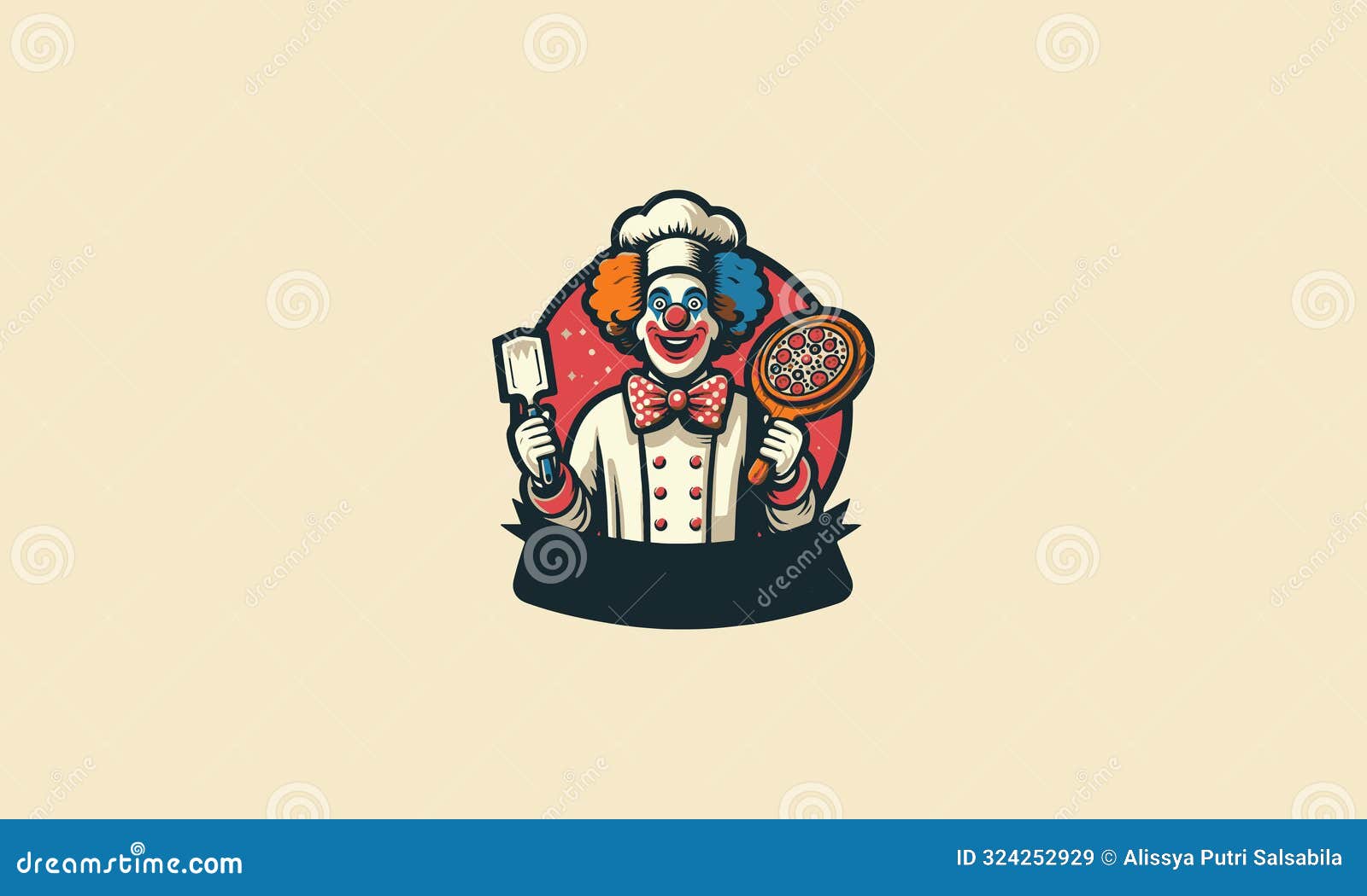 A Vector Illustration Logo Design Featuring a Clown Cooking Pizza Stock ...