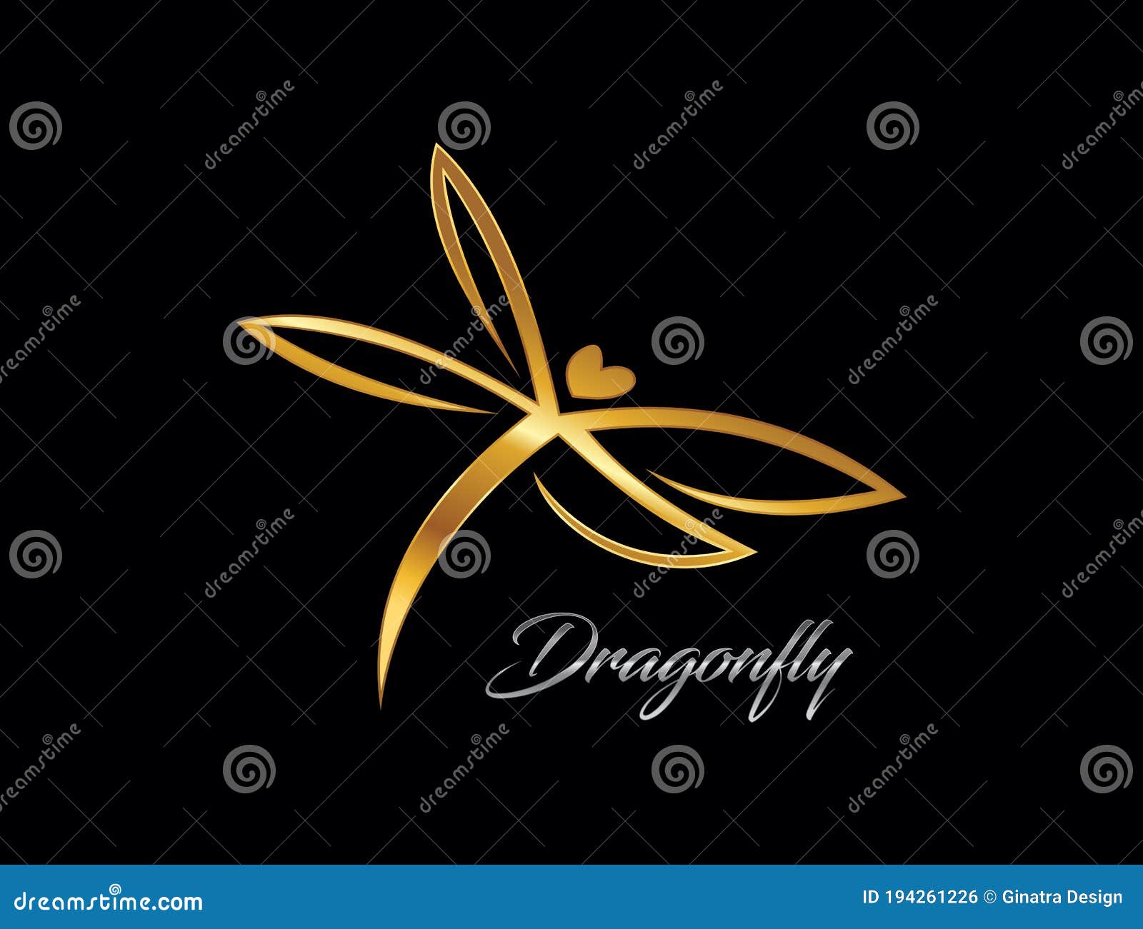 Golden Dragonfly Logo Sign stock vector. Illustration of business ...