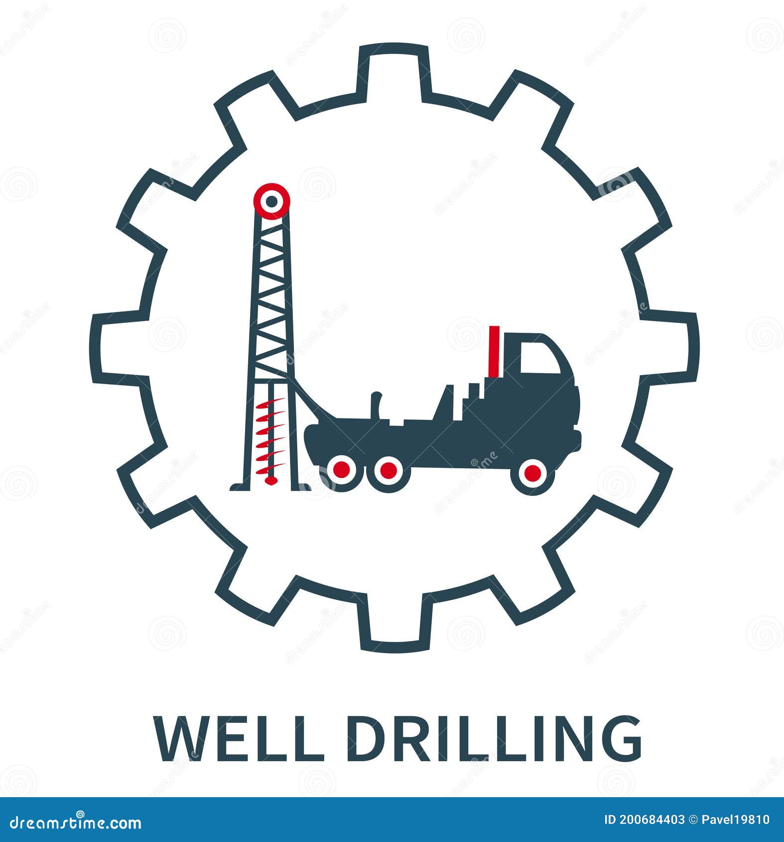 Vector Illustration of the Logo, Icon, and Well Drilling Sign. Stock ...