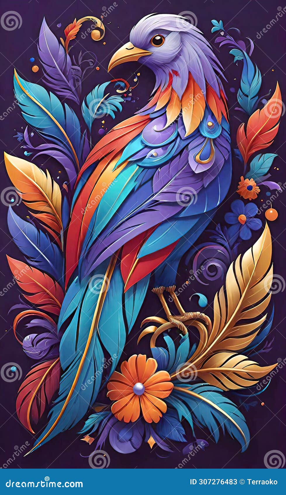 Vector Illustration, Logo of Magic Bird Feathers with Patterns ...