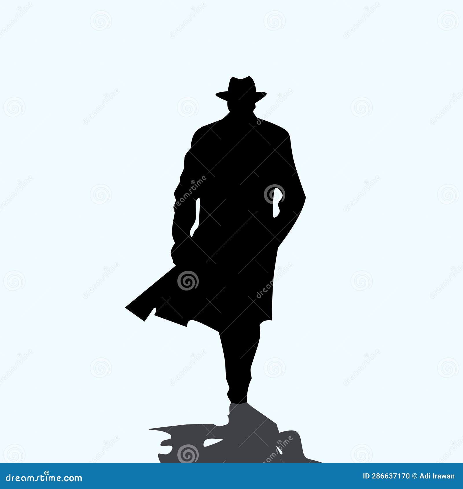 Vector Illustration Logo of a Man in a Hat Walking in Black and White ...