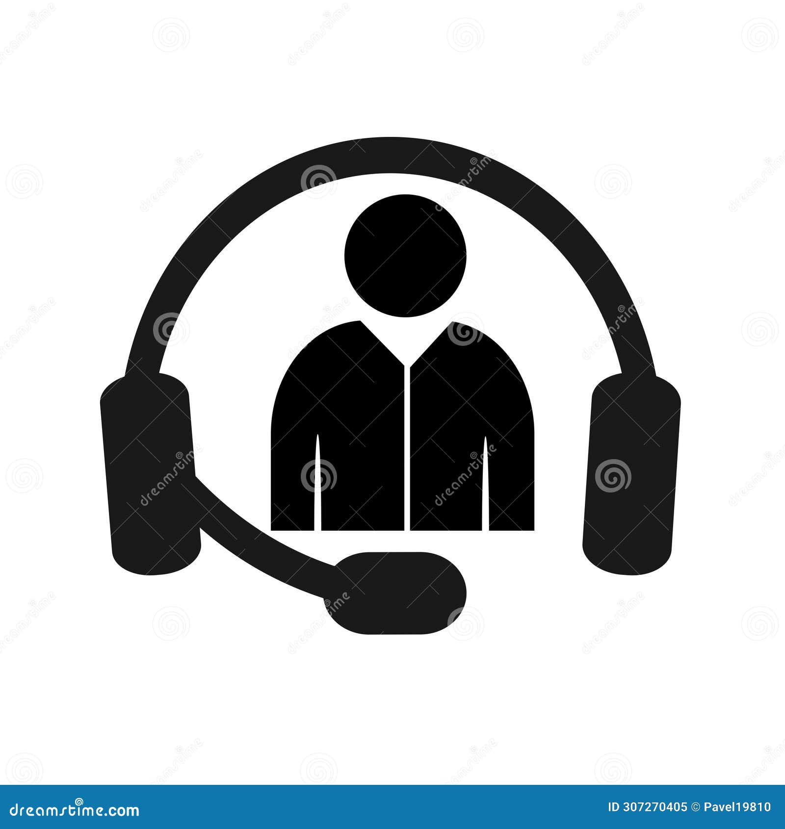 Vector Illustration, Logo, Web Icon of a Man in Headphones, a Support ...