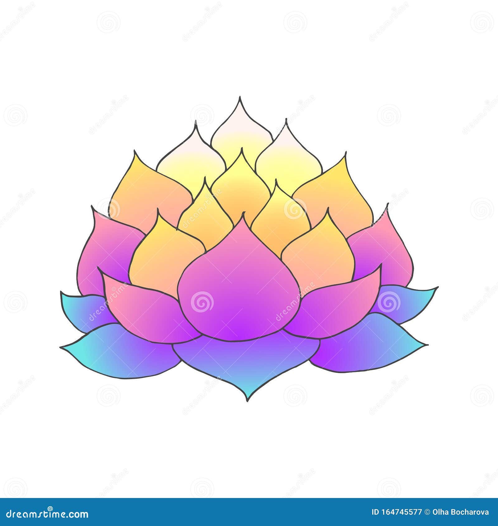 Vector Illustration of Lotus Flower with Hand Drawn Stroke Stock Vector ...