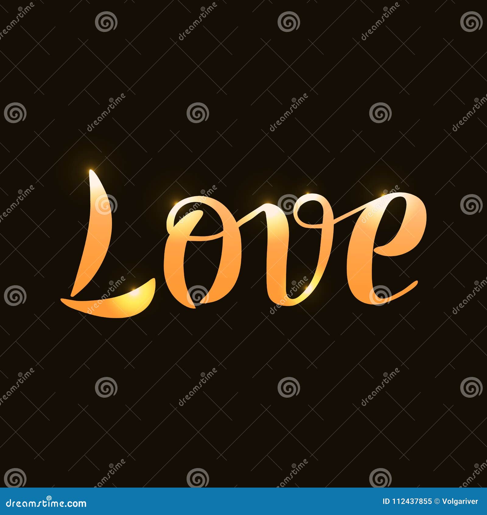 Vector Illustration of Love Handwritten Text in Gold Texture. Modern ...