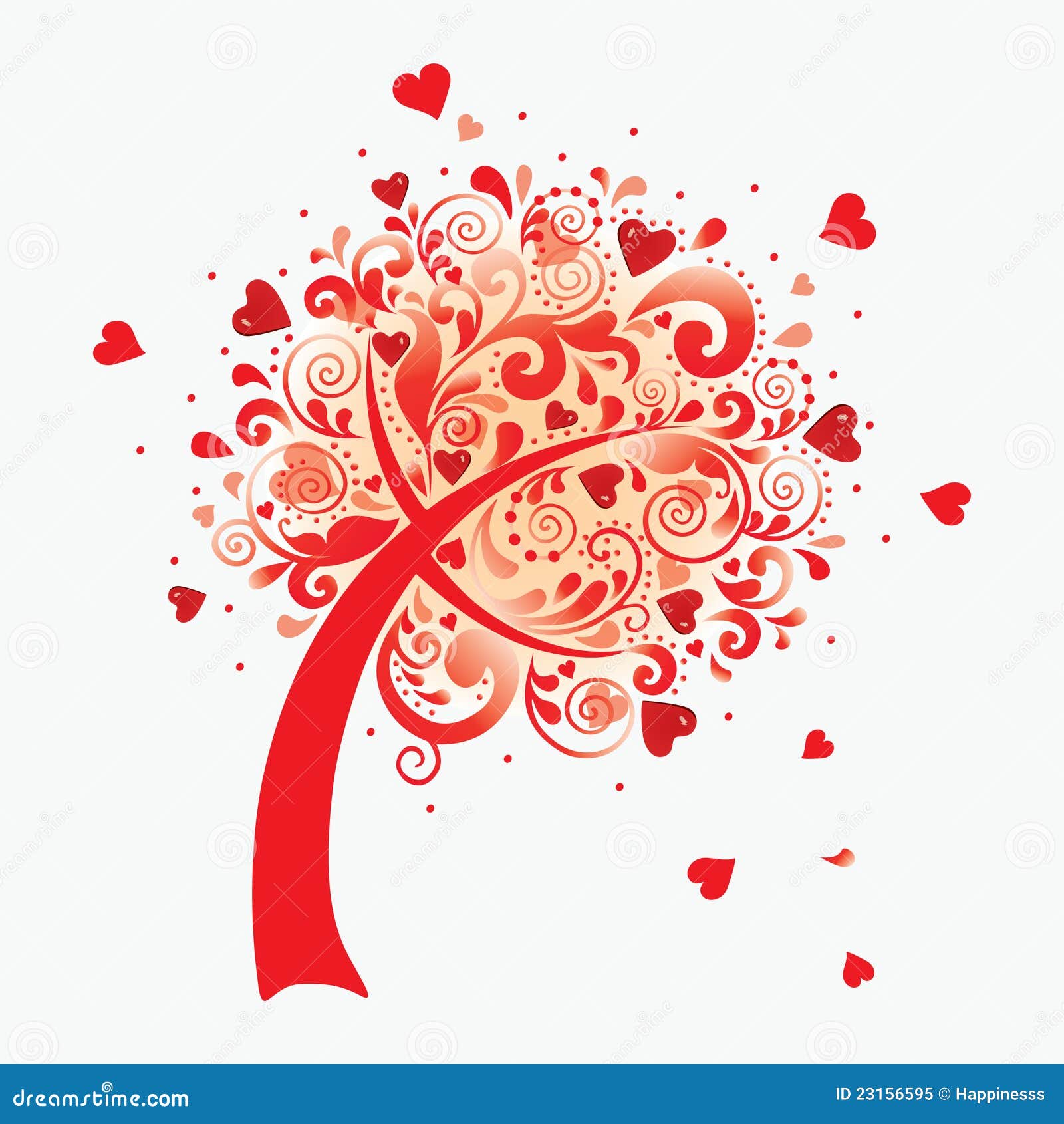 Vector Illustration of a Love Tree. Stock Vector - Illustration of ...