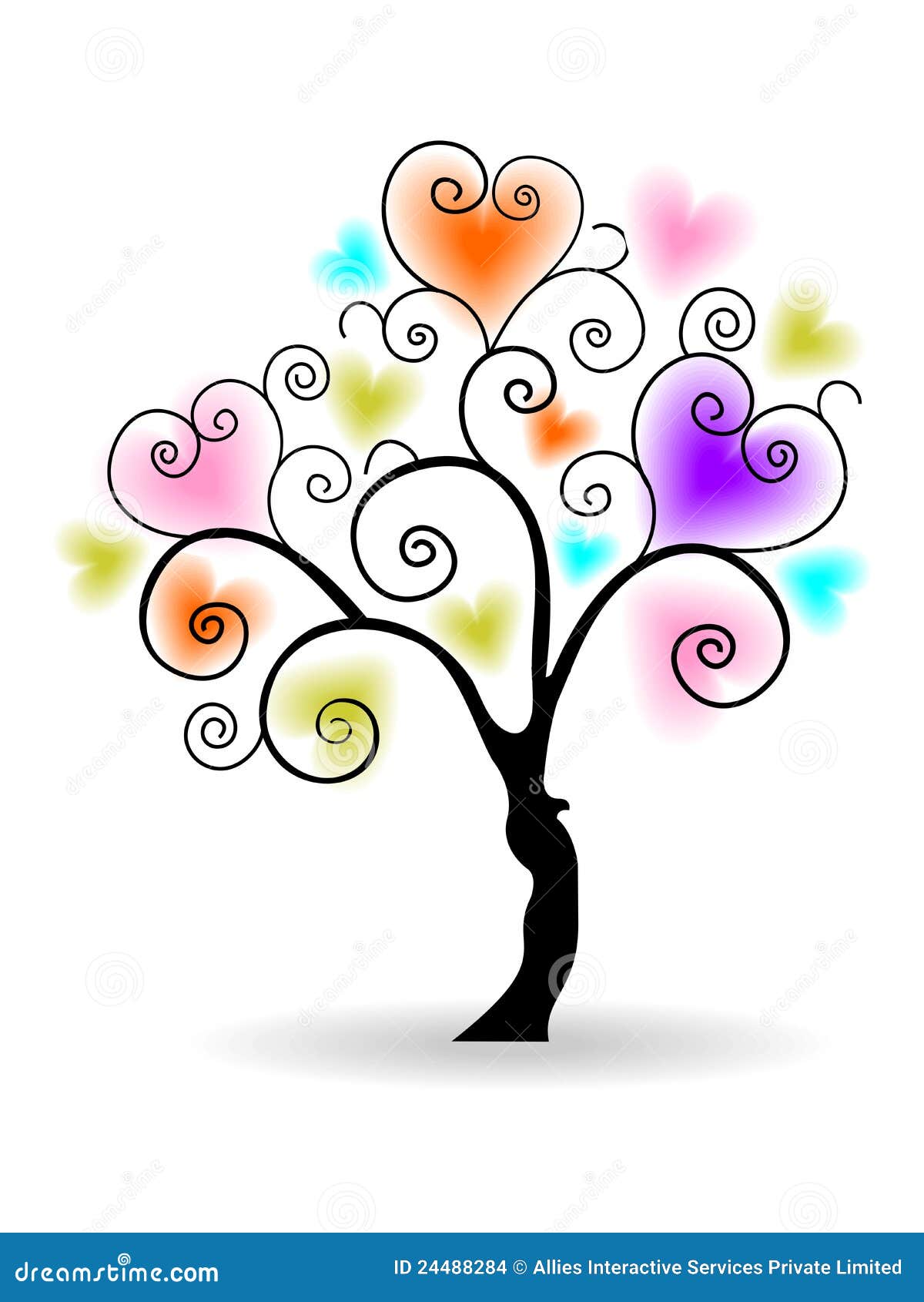 Vector Illustration of a Love Tree Stock Vector - Illustration of ...