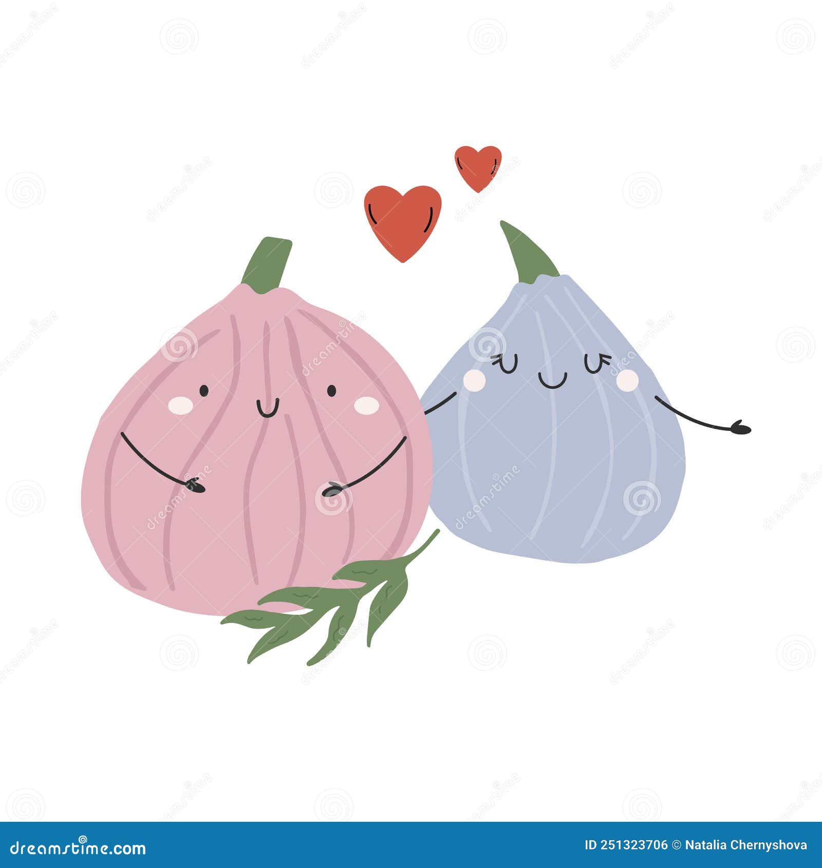 Vector Illustration with Lovely Couple of Fig Characters Stock Vector ...