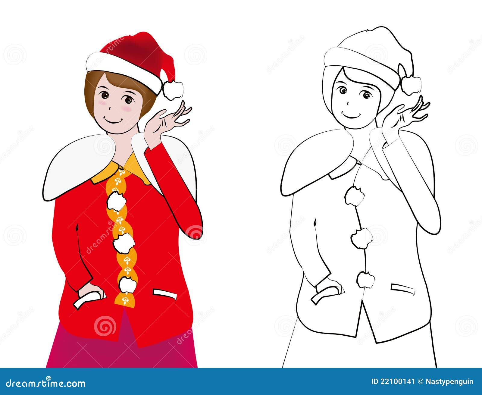 Vector Illustration, Lovely Santa Girl Stock Vector - Illustration of ...