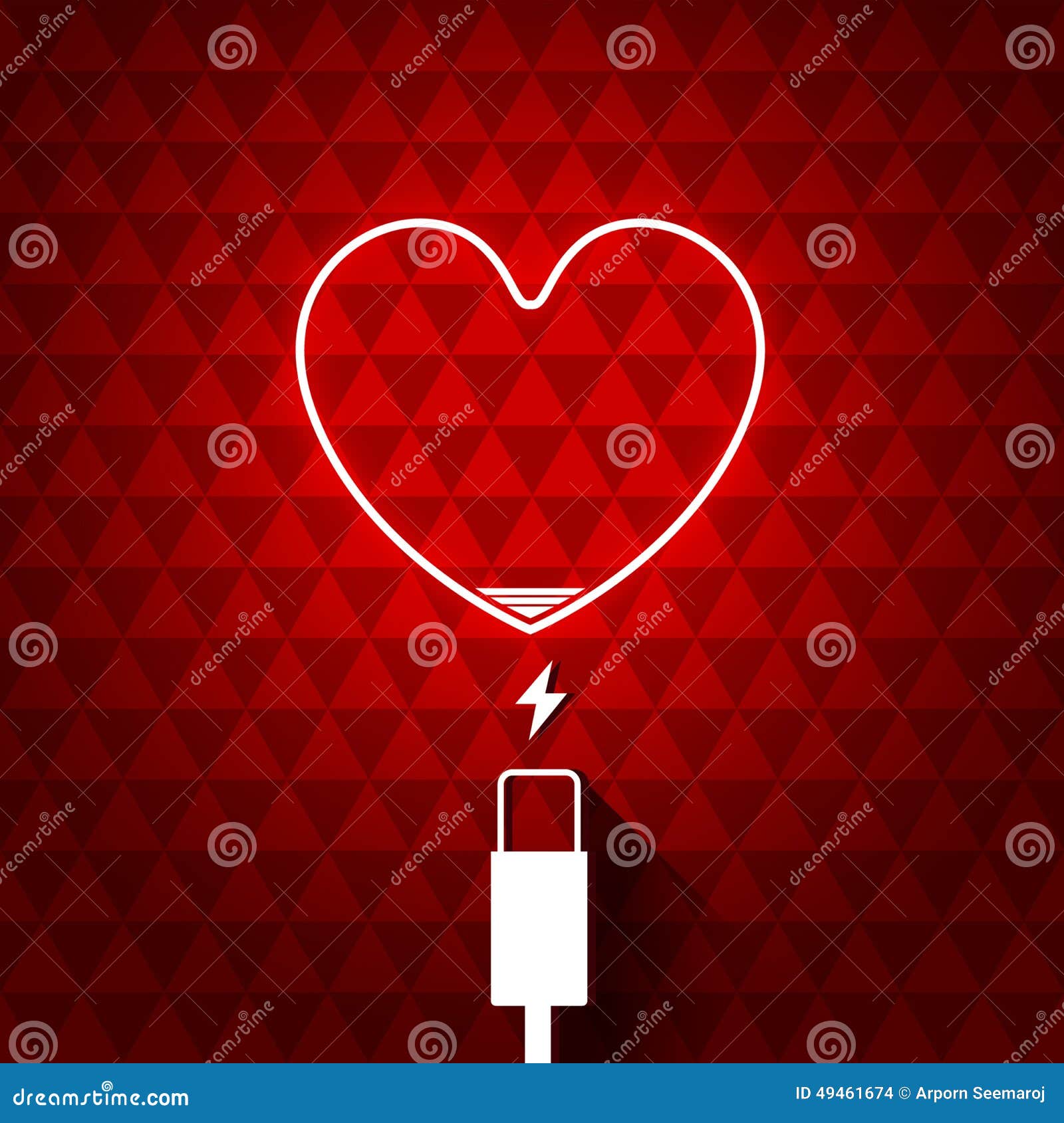 Vector Illustration of Low Battery Icon in Heart Shape Stock Vector ...
