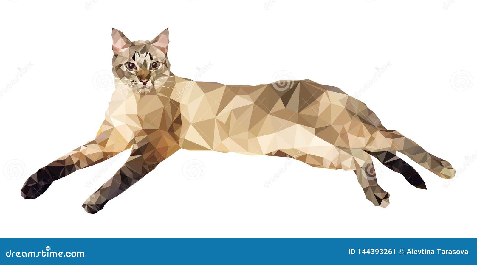 Vector Illustration in Low Polygon Style. Cat on a White Background ...