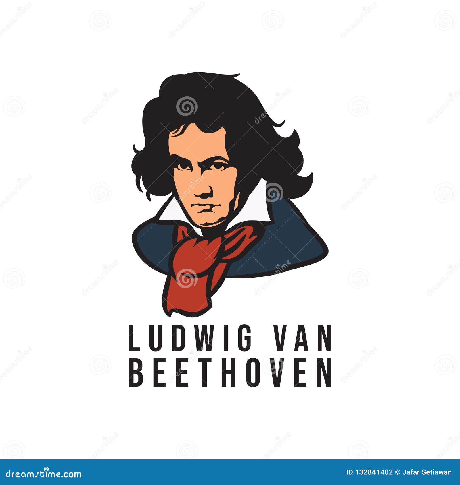 Vector Illustration of Ludwig Van Beethoven`s Face Stock Illustration ...