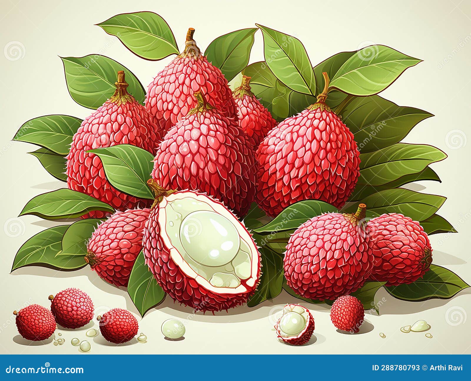 Vector Illustration of Lychee Stock Illustration - Illustration of ...