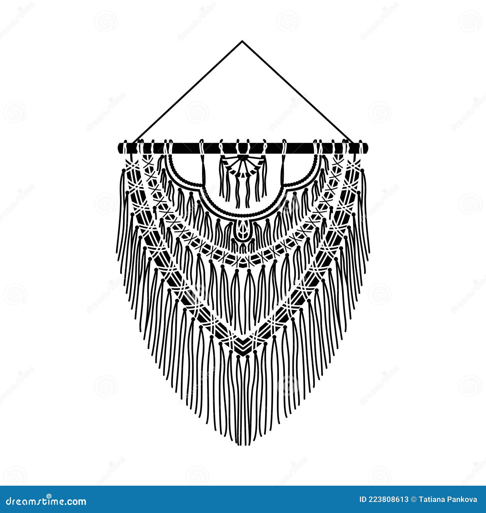 Vector Illustration of Macrame Mural in Boho Style. Simple Style Stock ...