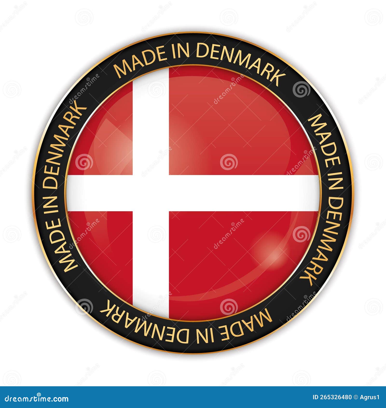 Vector Illustration of Made in Denmark Banner with National Flag Stock ...