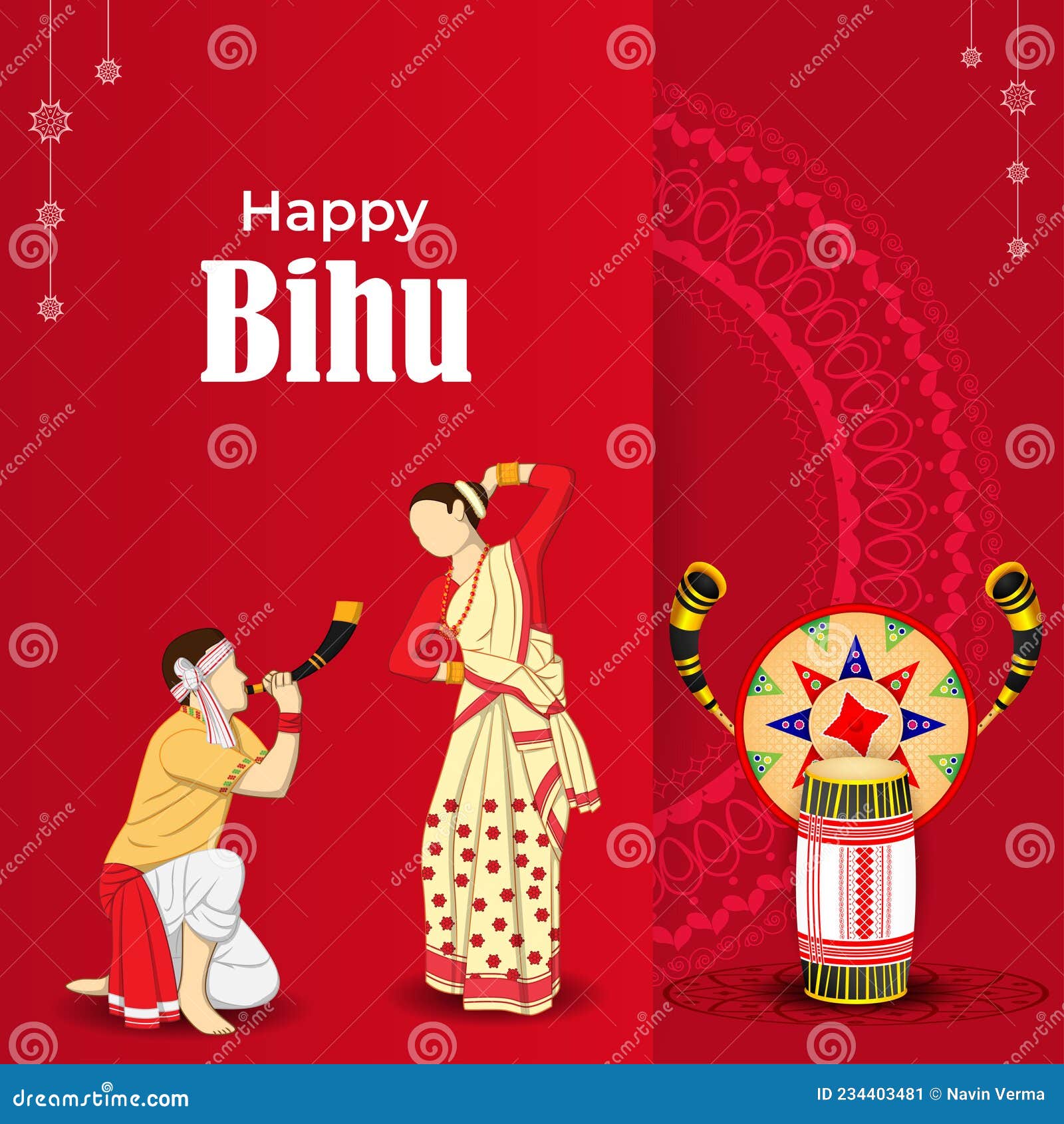 Vector Illustration of Magh Bihu Stock Vector - Illustration of ...