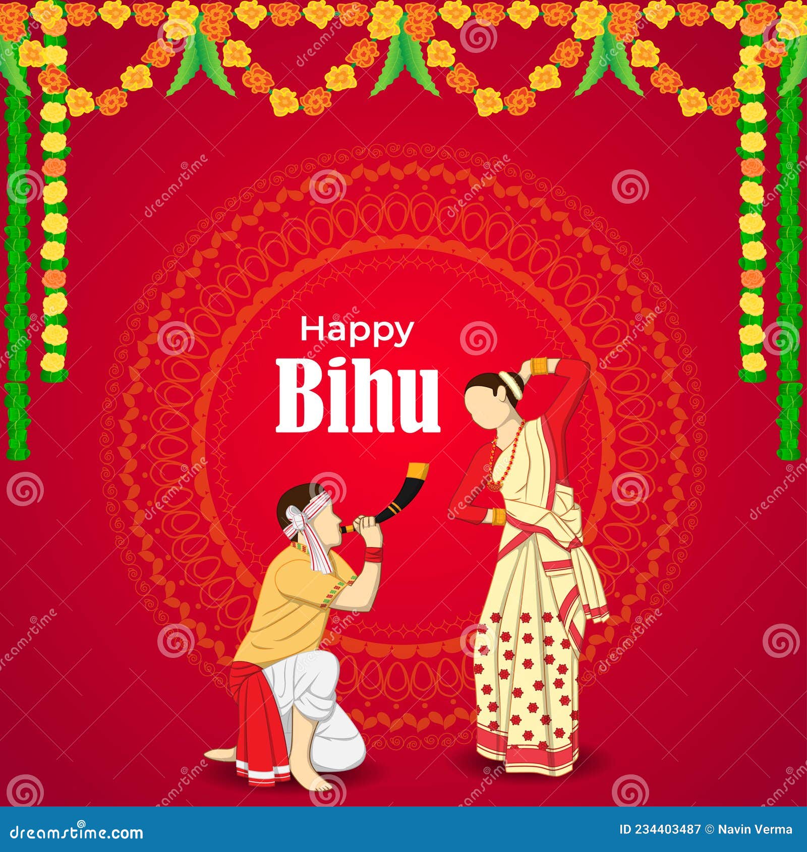 Vector Illustration of Magh Bihu Stock Vector - Illustration of ...