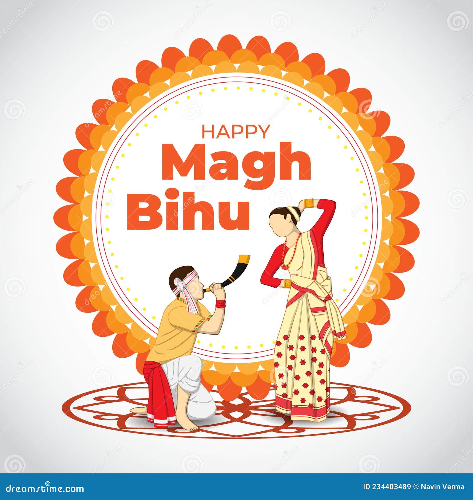 Vector Illustration of Magh Bihu Stock Vector - Illustration of harvest ...