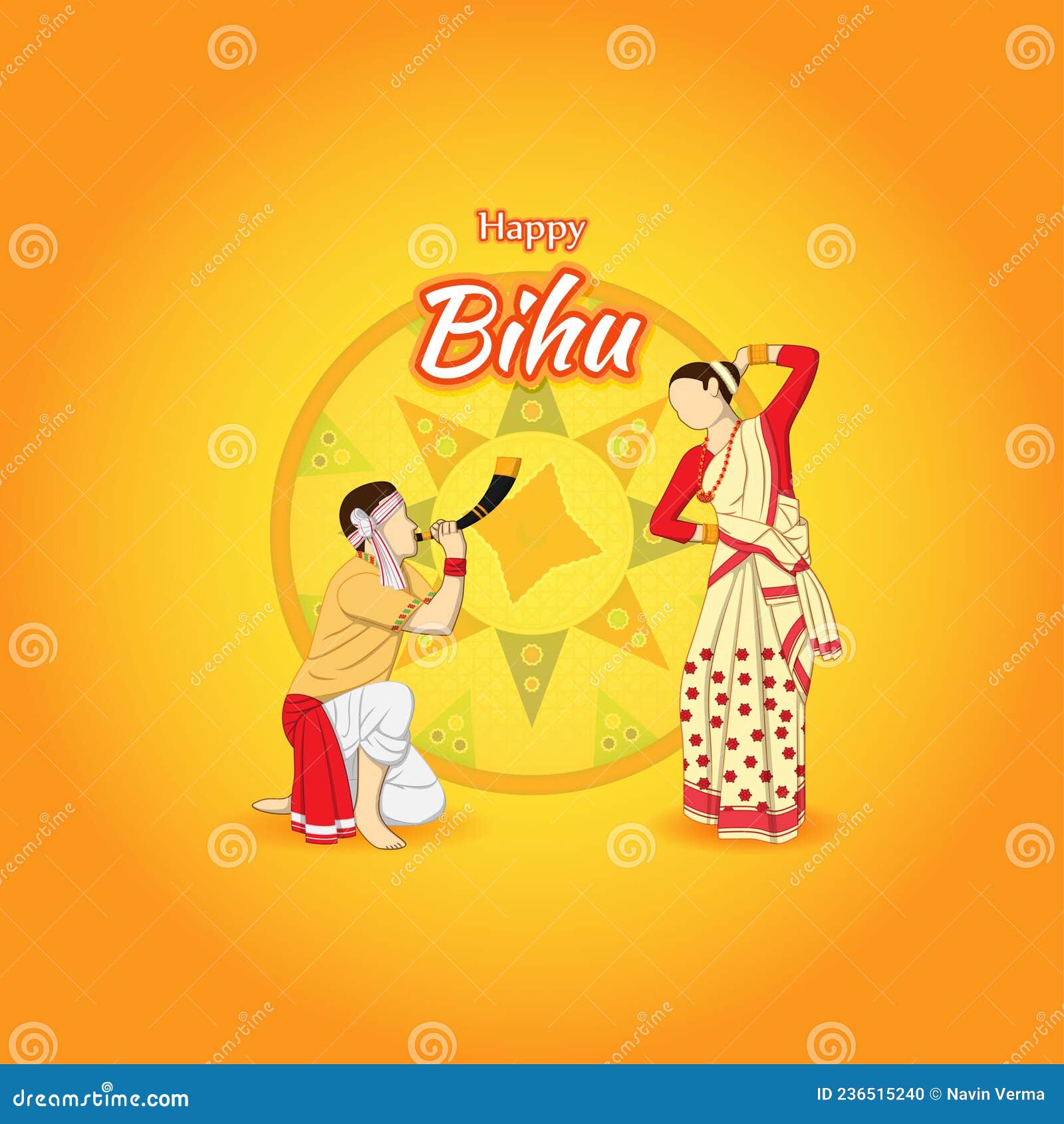 Illustration Of Kati Bihu Happy Bihu , Assamese Third Bihu, Indian ...
