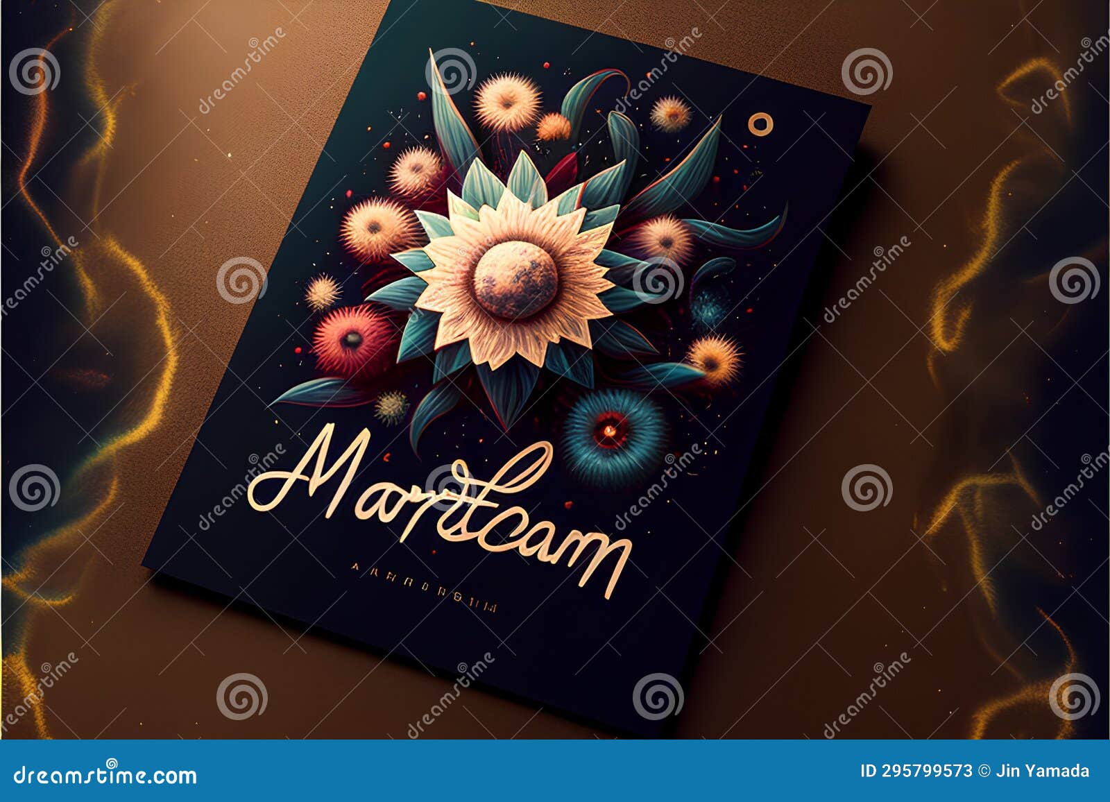 Vector Illustration of Magic Card with Sunflower and Bokeh Effect Stock ...